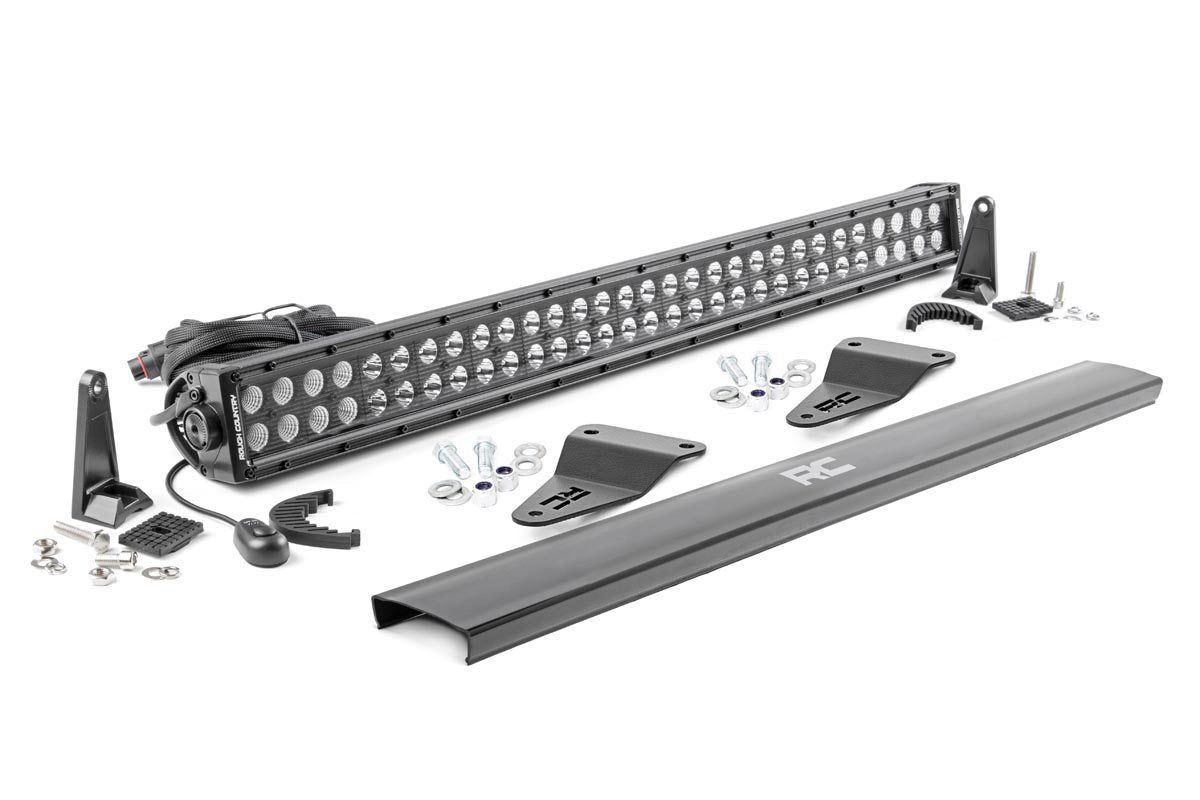 Rough Country LED Light Kit Bumper Mount 30" Black Dual Row Fits Toyota ...