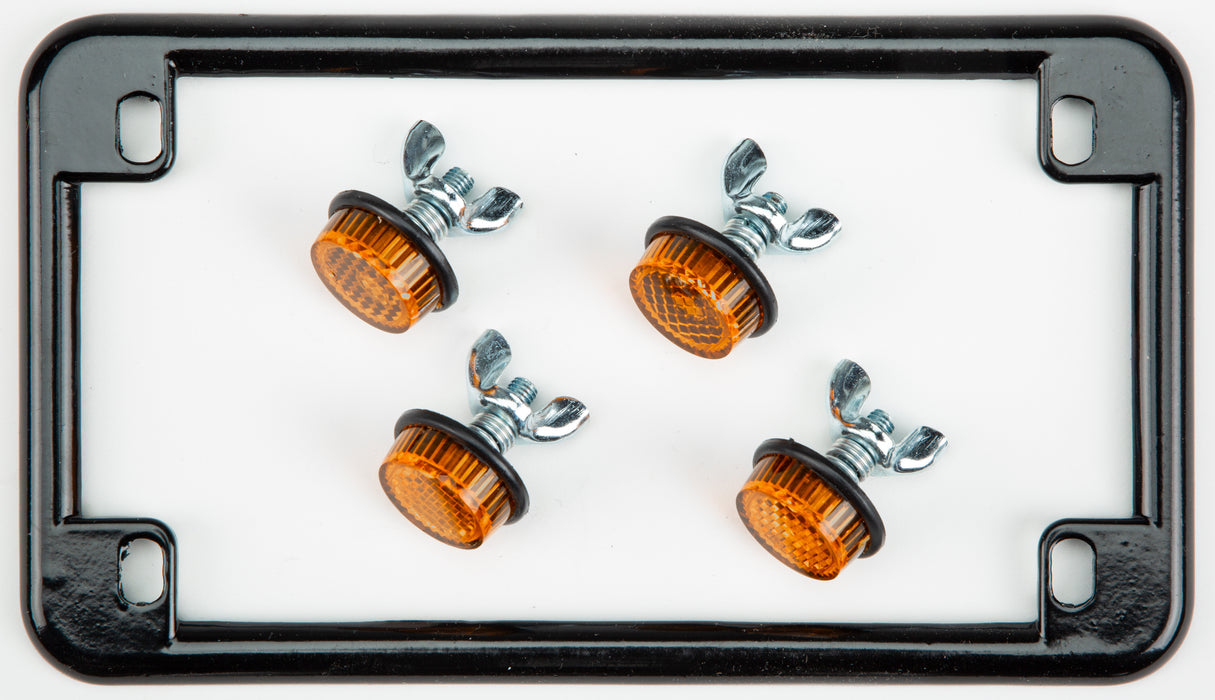 Chris Products License Plate Frame W/4 Amber Reflectors Black 611 ...