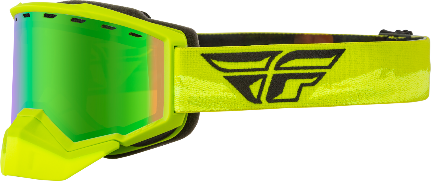FOCUS SNOW GOGGLE GREEN/HI-VIS W/GREEN MIRROR/AMBER LENS — ROCO 4X4