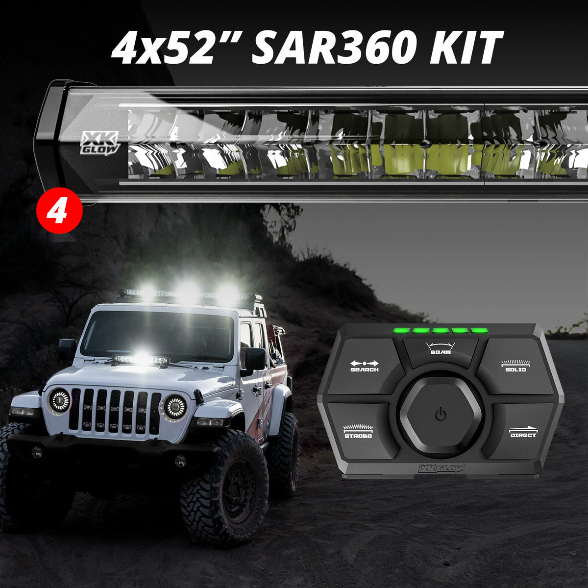 (4) 52 AR360 Light Bar Kit Emergency Search and Rescue Light System ...